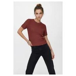 Kurzarmpullover Only "ONLSUNNY S/S PULLOVER NOOS KNT", Damen, Gr. XS, rot (spiced apple), Strick, Obermaterial: 55% Polyacryl, 45% Nylon, unifarben, regular fit normal, Rundhals, Rippstrickb&uuml;ndchen, Pullover, Kunstfaser, regular fit