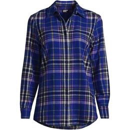 LANDS' END Boyfriend-Bluse aus Flanell, Damen,  Blau, Baumwolle, by Lands' End