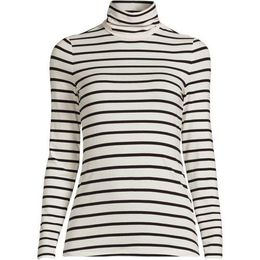 LANDS' END Rollkragenshirt aus Baumwoll/Modalmix, Damen,  Wei&szlig;, Baumwolle/Elasthan/Baumwolle Modal, by Lands' End