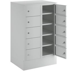 Wolf Wertfachschrank, 2 Abteile, lichtgrau, 10 F&auml;cher