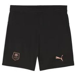 Sporthose Puma "Stade Rennais FC 25/26 Shorts Jugendliche", M&auml;dchen, Gr. 152, Normalgr&ouml;&szlig;en, schwarz (schwarz copper metallic), Obermaterial: 100% Polyester, unifarben, regular fit, Hosen Sporthose
