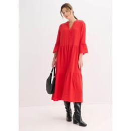 bonprix Maxikleid aus weichem Musselin, rot, Gr.38, Musselin-Kleid in trendigem Oversize-Fit, aus 100% Baumwolle,Musselin