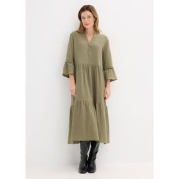 bonprix Maxikleid aus weichem Musselin, gr&uuml;n, Gr.54, Musselin-Kleid in trendigem Oversize-Fit, aus 100% Baumwolle,Musselin