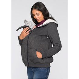 bonprix Umstands-Sweatjacke mit Baby-Einsatz und flauschiger Innenseite, grau, Gr.36/38 (S), Kuschelige Umstands-Sweatjacke f&uuml;r kalte Tage. Der Baby-Einsatz dient nur zum Schutz des Kindes bei Wind und Wetter, nicht als Tragefunktion!, 68% Polyester