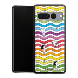 DeinDesign Google Pixel 7 Pro Handy Premium Silikon H&uuml;lle Handyh&uuml;lle schwarz Case Snoopy Muster Peanuts Silikon Premium Case
