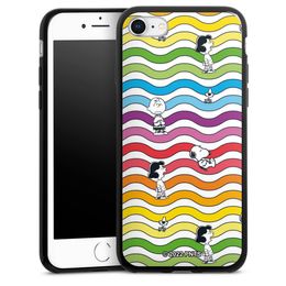 DeinDesign iPhone SE (2022) Handy Slim Case extra d&uuml;nn Silikon Handyh&uuml;lle schwarz H&uuml;lle Snoopy Peanuts Muster Silikon Slim Case