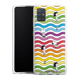 DeinDesign Galaxy A51 Handy Silikon H&uuml;lle Case wei&szlig; Handyh&uuml;lle Snoopy Muster Peanuts Silikon Case
