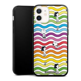 DeinDesign iPhone 12 mini Handy Slim Case extra d&uuml;nn Silikon Handyh&uuml;lle schwarz H&uuml;lle Snoopy Muster Peanuts Silikon Slim Case
