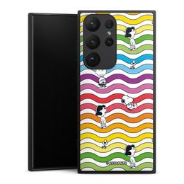DeinDesign Galaxy S23 Ultra Handy Premium Silikon H&uuml;lle Handyh&uuml;lle schwarz Case Snoopy Muster Peanuts Silikon Premium Case