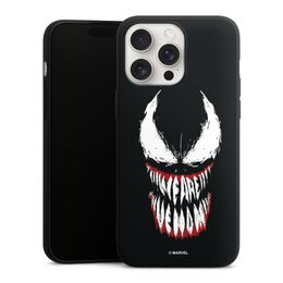 DeinDesign iPhone 15 Pro Max Handy Premium Silikon H&uuml;lle Handyh&uuml;lle schwarz Case Venom Marvel Official Licensed Product Silikon Premium Case