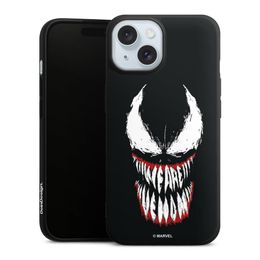DeinDesign iPhone 15 Handy Premium Silikon H&uuml;lle Handyh&uuml;lle schwarz Case Venom Marvel Official Licensed Product Silikon Premium Case