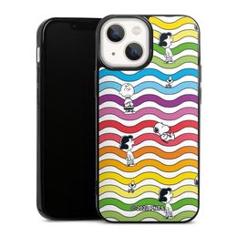 DeinDesign iPhone 13 Mini Handy Slim Case extra d&uuml;nn Silikon Handyh&uuml;lle schwarz H&uuml;lle Snoopy Muster Peanuts Silikon Slim Case