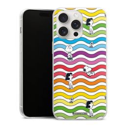 DeinDesign iPhone 15 Pro Max Handy Slim Case Silikon Handyh&uuml;lle transparent H&uuml;lle extra d&uuml;nn Snoopy Muster Peanuts Silikon Slim Case