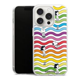 DeinDesign iPhone 15 Pro Handy Slim Case Silikon Handyh&uuml;lle transparent H&uuml;lle extra d&uuml;nn Snoopy Muster Peanuts Silikon Slim Case
