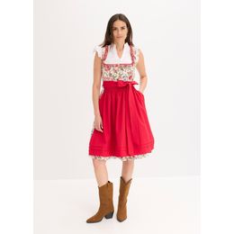 bonprix Dirndl mit bestickter Sch&uuml;rze (2-tlg. Set), rot, Gr.36, Modern und feminin: Dirnd mit Borte aus und Sch&uuml;rze, mit seinem Allover-Druck macht es jedes Teil zu einem Unikat, 100% Baumwolle