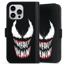 DeinDesign iPhone 13 Pro Handy Klapph&uuml;lle Handyh&uuml;lle aus Kunst Leder schwarz Flip Case Venom Marvel Official Licensed Product Sideflip mit Lasche