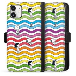 DeinDesign iPhone 11 Handy Klapph&uuml;lle Handyh&uuml;lle aus Kunst Leder schwarz Flip Case Snoopy Muster Peanuts Sideflip mit Lasche