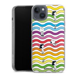 DeinDesign iPhone 14 Plus Handy Silikon H&uuml;lle Case transparent Handyh&uuml;lle Snoopy Muster Peanuts Silikon Case