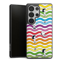 DeinDesign Galaxy S25 Ultra Handy Premium Silikon H&uuml;lle Handyh&uuml;lle schwarz Case Snoopy Muster Peanuts Silikon Premium Case