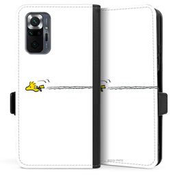 DeinDesign Xiaomi Redmi Note 10 Pro Handy Klapph&uuml;lle Handyh&uuml;lle aus Kunst Leder schwarz Flip Case Peanuts Official Licensed Product Children Sideflip mit langer 