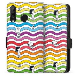 DeinDesign Huawei P30 Lite Handy Klapph&uuml;lle Handyh&uuml;lle aus Kunst Leder schwarz Flip Case Snoopy Muster Peanuts Sideflip mit Lasche