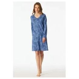 Nachthemd UNCOVER BY Schiesser "Uncover Nightwear", Damen, Gr. 38, N-Gr, blau (899, blau), Single Jersey, Obermaterial: 100% Baumwolle, bequem kniefrei, V-Ausschnitt, Kleider Nachthemd, Baumwolle, Single Jersey-Qulit&auml;t, V-Neck, weich, atmungsaktiv