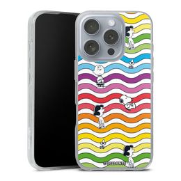 DeinDesign iPhone 16 Pro Handy Silikon H&uuml;lle Case transparent Handyh&uuml;lle Snoopy Muster Peanuts Silikon Case
