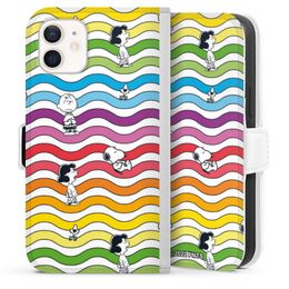 DeinDesign iPhone 12 mini Handy Klapph&uuml;lle Handyh&uuml;lle aus Kunst Leder wei&szlig; Flip Case Snoopy Muster Peanuts Sideflip mit Lasche
