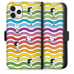 DeinDesign iPhone 11 Pro Handy Klapph&uuml;lle Handyh&uuml;lle aus Kunst Leder schwarz Flip Case Snoopy Muster Peanuts Sideflip mit Lasche