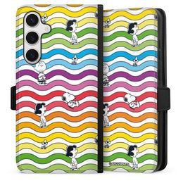 DeinDesign Galaxy S24+ Handy Klapph&uuml;lle Handyh&uuml;lle aus Kunst Leder schwarz Flip Case Snoopy Muster Peanuts Sideflip mit Lasche