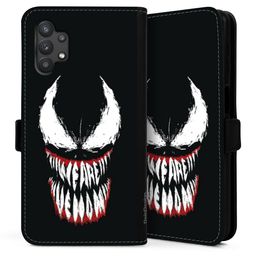 DeinDesign Galaxy A32 5G Handy Klapph&uuml;lle Handyh&uuml;lle aus Kunst Leder schwarz Flip Case Official Licensed Product Marvel Venom Sideflip mit langer Lasche