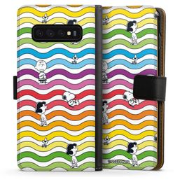 DeinDesign Galaxy S10 Handy Klapph&uuml;lle Handyh&uuml;lle aus Kunst Leder schwarz Flip Case Snoopy Muster Peanuts Sideflip mit Lasche