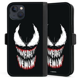 DeinDesign iPhone 13 Handy Klapph&uuml;lle Handyh&uuml;lle aus Kunst Leder schwarz Flip Case Venom Marvel Official Licensed Product Sideflip mit Lasche