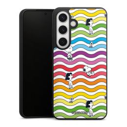 DeinDesign Galaxy S24 Handy Premium Silikon H&uuml;lle Handyh&uuml;lle schwarz Case Snoopy Muster Peanuts Silikon Premium Case