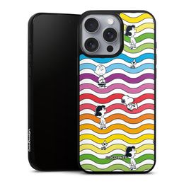 DeinDesign iPhone 16 Pro Max Handy Slim Case extra d&uuml;nn Silikon Handyh&uuml;lle schwarz H&uuml;lle Snoopy Muster Peanuts Silikon Slim Case