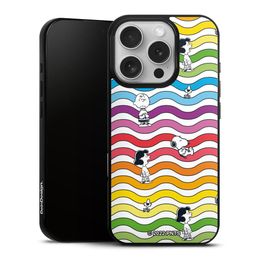 DeinDesign iPhone 16 Pro Handy Slim Case extra d&uuml;nn Silikon Handyh&uuml;lle schwarz H&uuml;lle Snoopy Muster Peanuts Silikon Slim Case