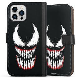 DeinDesign iPhone 13 Pro Max Handy Klapph&uuml;lle Handyh&uuml;lle aus Kunst Leder schwarz Flip Case Venom Marvel Official Licensed Product Sideflip mit langer Lasche