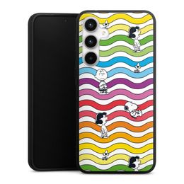 DeinDesign Galaxy A35 5G Handy Premium Silikon H&uuml;lle Handyh&uuml;lle schwarz Case Snoopy Muster Peanuts Silikon Premium Case