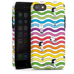 DeinDesign iPhone SE (2022) Handy Panzer Handyh&uuml;lle robuste Outdoor H&uuml;lle Schutzh&uuml;lle matt Snoopy Peanuts Muster Tough Case