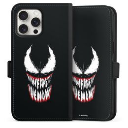 DeinDesign iPhone 15 Pro Max Handy Klapph&uuml;lle Handyh&uuml;lle aus Kunst Leder schwarz Flip Case Venom Marvel Official Licensed Product Sideflip mit Lasche