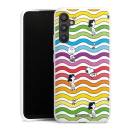 DeinDesign Galaxy A34 5G Handy Silikon H&uuml;lle Case wei&szlig; Handyh&uuml;lle Snoopy Muster Peanuts Silikon Case