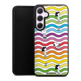 DeinDesign Galaxy A55 5G Handy Premium Silikon H&uuml;lle Handyh&uuml;lle schwarz Case Snoopy Muster Peanuts Silikon Premium Case
