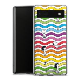DeinDesign Google Pixel 6a Handy Silikon H&uuml;lle Case transparent Handyh&uuml;lle Snoopy Muster Peanuts Silikon Case