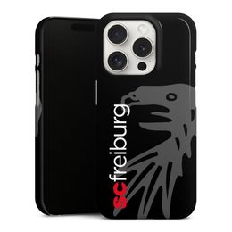 DeinDesign iPhone 15 Pro Handy Premium Case Smartphone Handyh&uuml;lle Schutzh&uuml;lle gl&auml;nzend Logo Sc Freiburg Official Licensed Product Premium Case