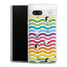 DeinDesign Google Pixel 7a Handy Silikon H&uuml;lle Case transparent Handyh&uuml;lle Snoopy Muster Peanuts Silikon Case