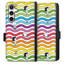 DeinDesign Galaxy S23 FE Handy Klapph&uuml;lle Handyh&uuml;lle aus Kunst Leder schwarz Flip Case Snoopy Muster Peanuts Sideflip mit Lasche