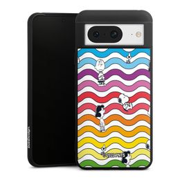 DeinDesign Google Pixel 8 Handy Premium Silikon H&uuml;lle Handyh&uuml;lle schwarz Case Snoopy Muster Peanuts Silikon Premium Case