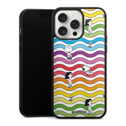 DeinDesign iPhone 15 Pro Max Handy Gallery Case Handyh&uuml;lle 9H Geh&auml;rtetes Glas R&uuml;ckseite H&uuml;lle Snoopy Muster Peanuts Gallery Case