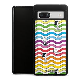 DeinDesign Google Pixel 7a Handy Silikon H&uuml;lle Case schwarz Handyh&uuml;lle Snoopy Muster Peanuts