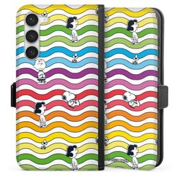 DeinDesign Galaxy S23+ Handy Klapph&uuml;lle Handyh&uuml;lle aus Kunst Leder schwarz Flip Case Snoopy Muster Peanuts Sideflip mit Lasche